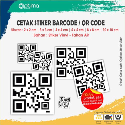 Jual Cetak Stiker Barkode / Barcode / QR Code Tahan Air - 8 x 8 cm ...