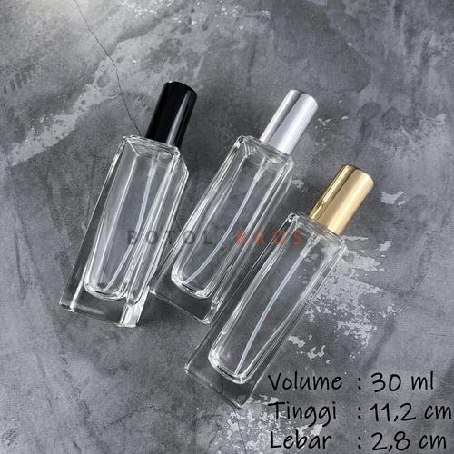 Jual Botol Spray 30ml Kaca Tebal Kotak Persegi - Refillable Drat / Ulir ...