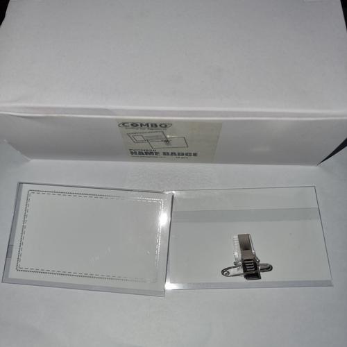 Jual Name Tag Badge ID Card Holder Jepit Plastik NameTag Combo PVCNB20 ...