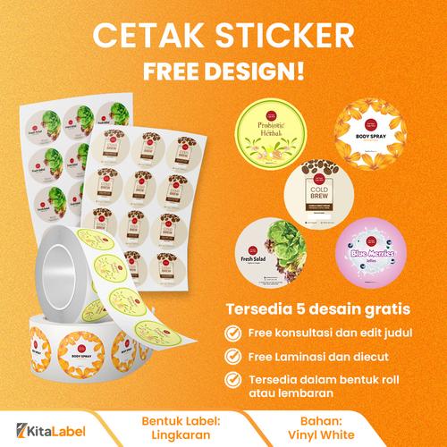 Jual Sticker Label Custom Bulat, Vinyl Laminated & Kisscut, FREE ...