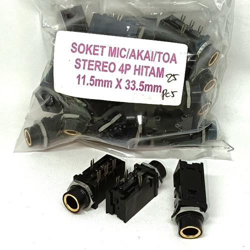 Jual SOKET SOCKET AKAI MIC TOA 4P HITAM STEREO 11.5mm x 33.5mm PLAT ...