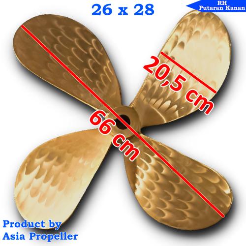 Jual Baling-baling kapal Kuningan Daun 4 ukuran 26 x 28 | Asia Propeller - 2 inch - Kab. Pati ...