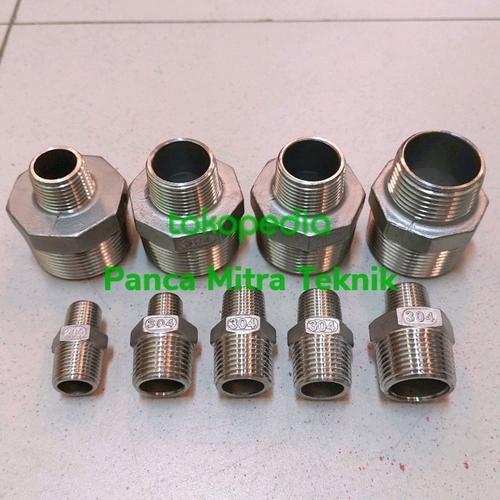 Jual 1 x 1/4" inch Double Nepel Reducer SS304 / Hex Nepel Stainless ...
