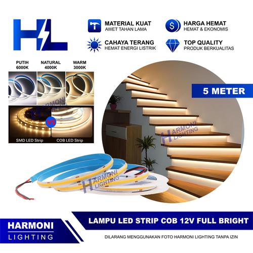 Jual Lampu LED Strip COB 12V 5 Meter 5M Cahaya Full Terang Tanpa Titik ...