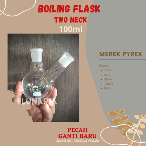 Jual Boiling Flask 2 Neck - Labu Didih Leher 2 - 500ml, Round Bottom ...