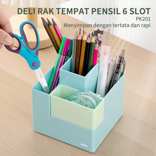 Jual Deli Rak Tempat Pulpen Pensil / Pen Holder 6 Slot PK201 - Biru ...