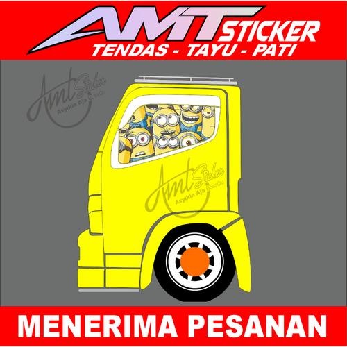 Promo Sticker One Way Kaca Samping Truk Canter - Gambar Minion - Kanan ...