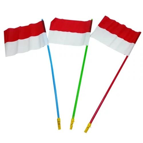 Jual Bendera Merah Putih Stik Bendera Plastik Tangkai Peluit 1 pak isi ...