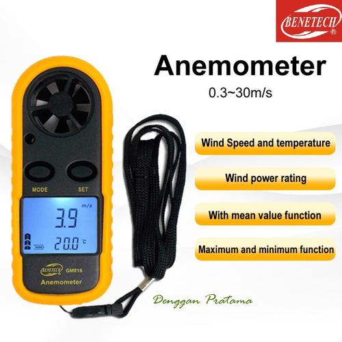 Jual Alat Ukur Kecepatan Angin Anemometer Digital Thermometer - Kota ...