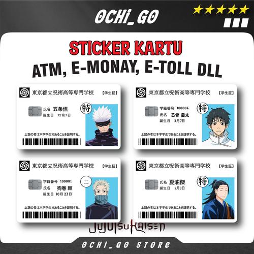 Jual Sticker Kartu Atm Skin Card Anime Jujutsu Kaisen Emoney E-tol ...
