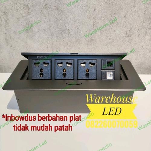 Jual Stop Kontak Meja 3 STOPKONTAK Multi 3pin + DATA RG45 + TELP Flip ...