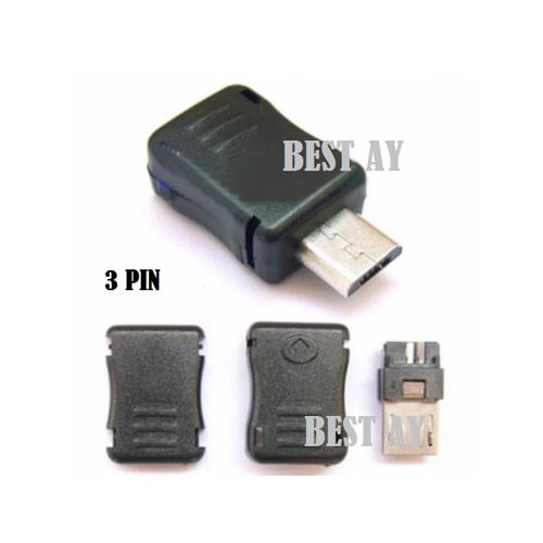 Jual Micro USB 3P 3 Pin T Port Male Plug Socket Complete Connector ...