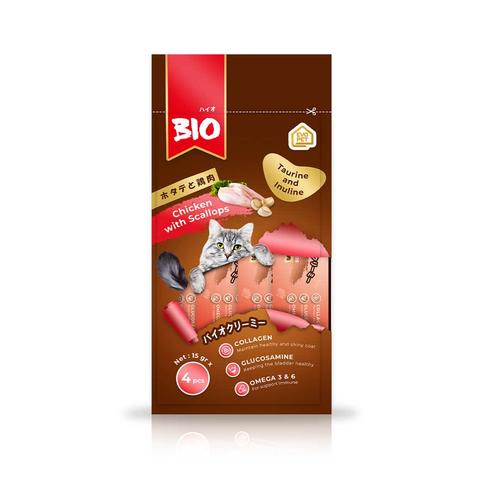 Jual Bio Creamy 15gr x 4pcs CHICKEN SCALLOP - Snack Kucing - Kota ...