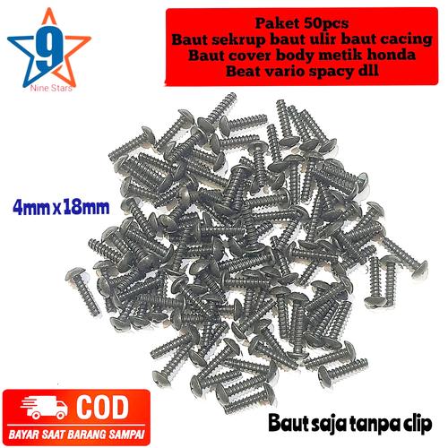 Jual Paket 50pcs baut tanpa klip.baut sekrup. ulir. cacing.cover body ...