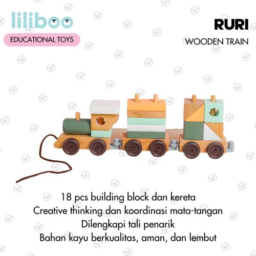 Promo LILIBOO RURI Mainan Edukasi Anak Montessori Kayu Kereta Balok ...