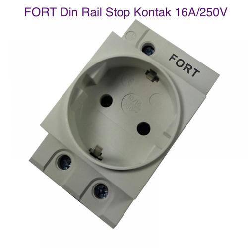 Jual FORT Stop Kontak Dinrail Socket AC 220V 16A/250V Din rail Panel ...