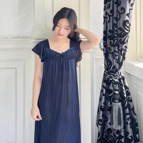 Jual Daster Tidur Sutra Sexy Dress Wanita Sleepwear - Navy - Kab ...