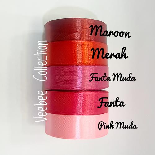 Jual Pita Roll Satin seri Merah hitam1ins 2,5cm/Pita Kain hias kado ...