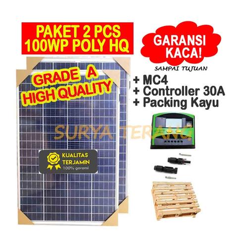 Jual Paket 2pcs Solar Panel Surya 100wp Poly Solar Cell 100wp Packing ...
