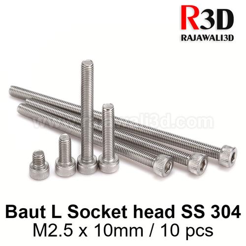 Jual Baut L Screw Socket Head Cap M2.5 x 10mm 10pcs Stainless - Kab ...