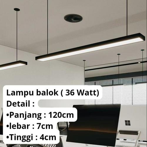 Jual Lampu balok Led 36 watt office gantung plafon --Body Hitam&putih ...