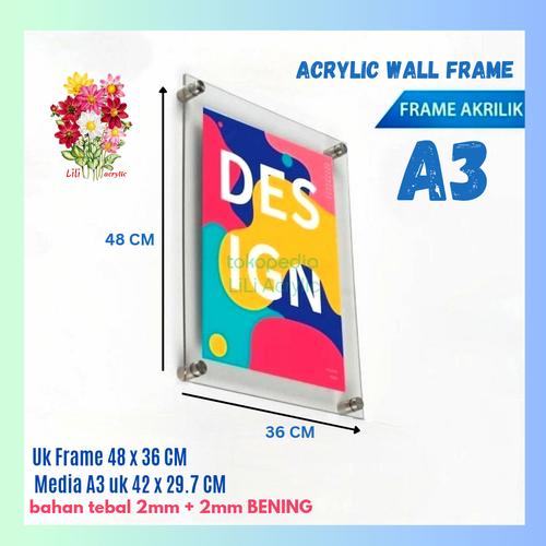 Jual ACRYLIC/ AKRILIK FRAME POSTER/ AKRILIK WALL DISPLAY A3 TEBAL 2MM ...
