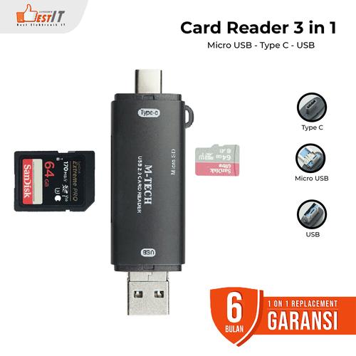 Jual USB Card Reader Type C & Micro USB 3 in 1 TF SD Card OTG - Jakarta ...