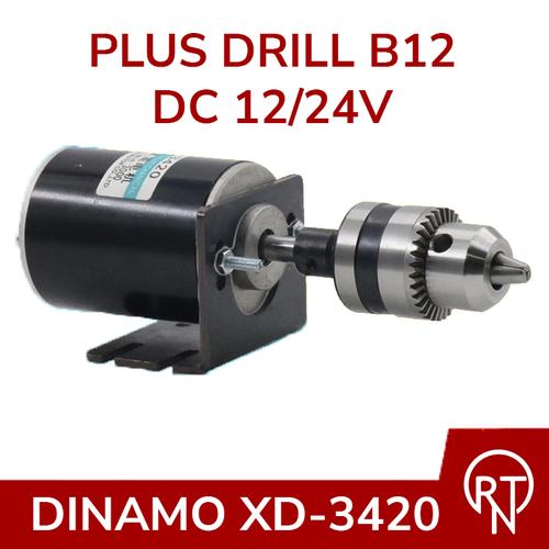 Jual Dinamo Motor XD-3420 DC 12V/24V 30W Plus Drill B12 (8197) - 12V ...