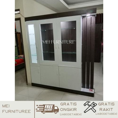 Jual Partisi ruangan 2 sisi model rak kaca minimalis murah - Hitam ...