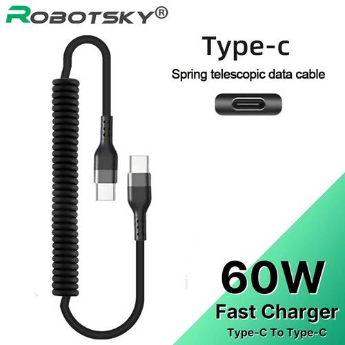 Promo Robotsky Spring Type-C to C Cable 35cm to 95cm 60w - Fast Quick Charge - Kota Bandung ...