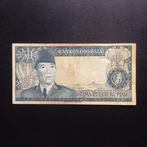 Jual Uang Kertas Kuno Indonesia Rp 50 Rupiah 1960 Seri Soekarno TP150mp ...