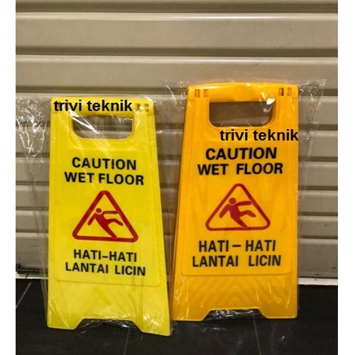 Jual papan tanda peringatan lantai licin,Warning sign caution wet floor ...