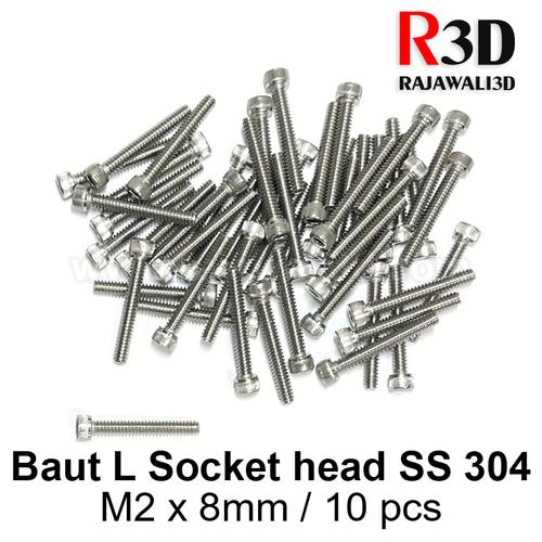 Jual Baut L Screw Socket Head Cap M2 x 8mm 10pcs Stainless - Kab ...