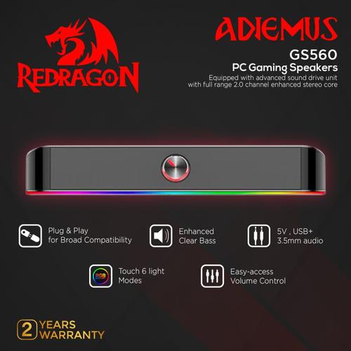 Jual SPEAKER GAMING USB AUX RGB GS 560 REDRAGON - Kota Makassar ...