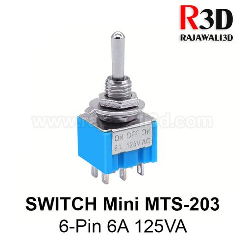 Jual Switch Mini Toggle Switch MTS-203 6 Pin / 6 Kaki 6A 125VA DPDT ...
