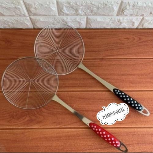 Jual saringan parabola serok jaring stainless gagang polkadot 20 cm ...