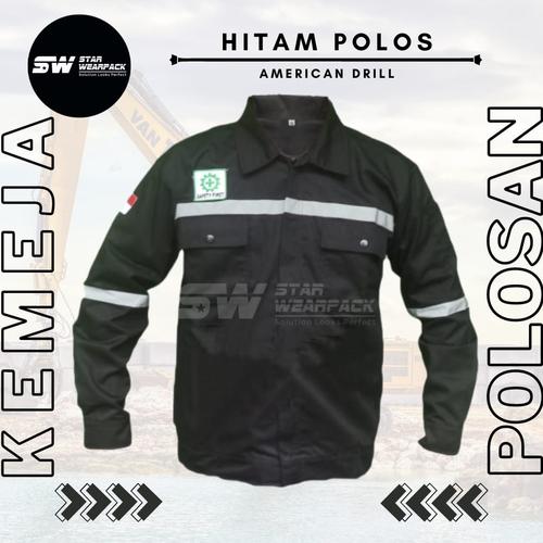 Jual Baju Kerja Lapangan Free K3 & Bendera Warna HItam Polos Lengan ...