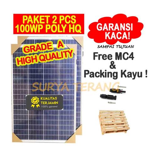 Jual Paket 2pcs Solar Panel Surya 100wp Poly FREE Packing Kayu ...