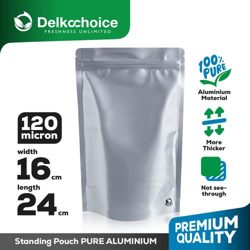 Jual STANDING POUCH PURE ALUMUNIUM SILVER - PLASTIK KLIP MAKANAN 16x24 ...