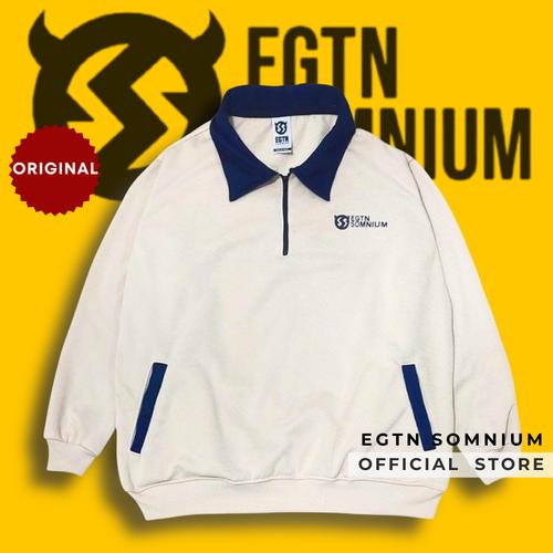 Jual EGTN SOMNIUM Sweater Rugby Kerah Zipper Warna Putih Beggie & Navy ...