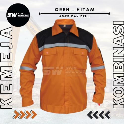 Promo Seragam Atasan Kerja Proyek Warna Oren Kombinasi Hitam Lengan ...