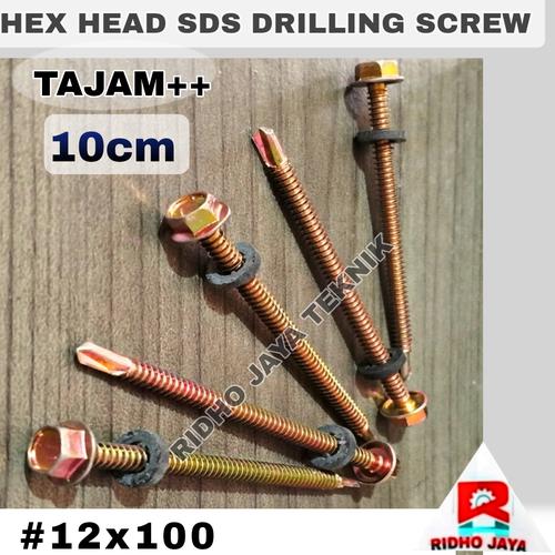 Jual Baut Drilling 10cm Baut Roofing baja ringan 12x100 - Kuning - Kab ...