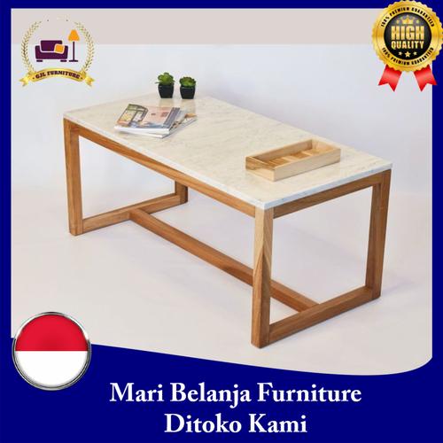 Jual Meja Tamu Marmer Coffee Table Marble Kayu Jati Minimalis - Kab ...