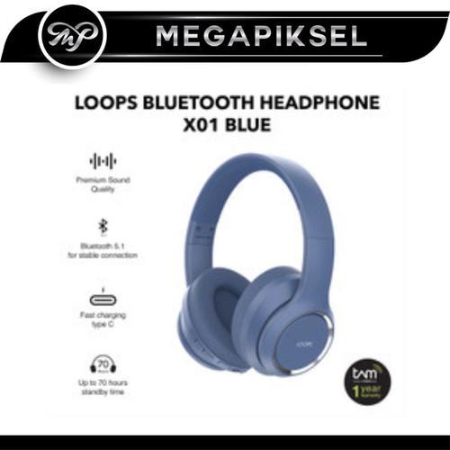 Jual LOP loops Bluetooth Headphone X01 - Blue - Jakarta Pusat ...