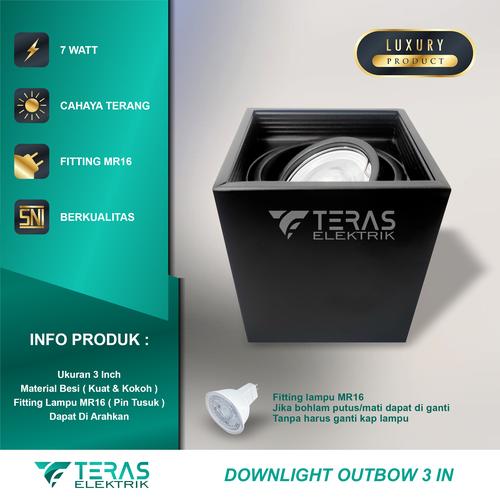 Jual Lampu led 7 watt model outbow lampu plafon MR16 kotak - Body Hitam ...