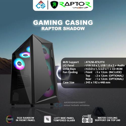 Jual Casing Gaming PowerUp RAPTOR SHADOW - Casing Gaming - PLUS 3FAN ...