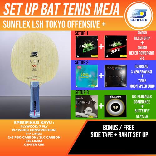 Jual Paket Bat Tenis Meja Rakitan Sunflex Lam Siu Hang LSH OFF+ 2020 ...