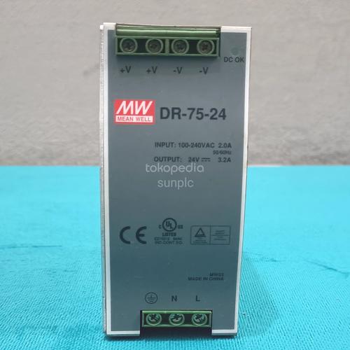 Jual Power Supply MEAN WELL DR-75-24 Input 220VAC output 24VDC 3.2A ...