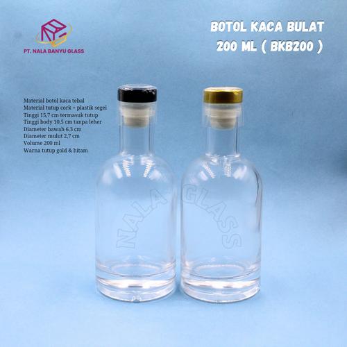 Jual BKB200 botol kaca 200ml liquor bottle tutup cork / botol kaca ...