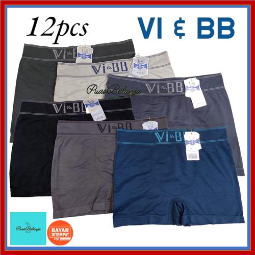 Jual 12pcs Celana Boxer VI BB Rajut Seamles Impor Celana Dalam Pria ...